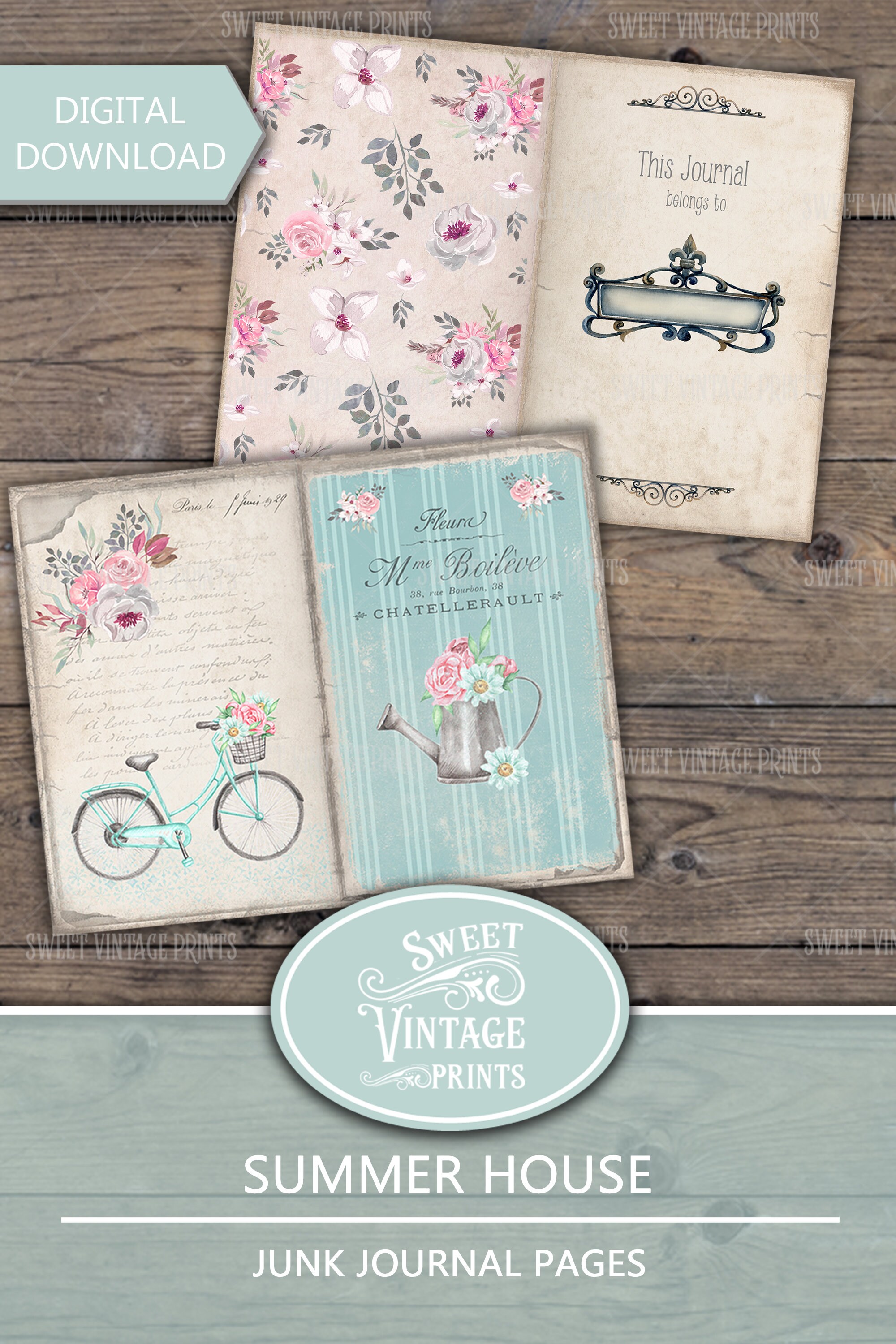 Summer House Journal Pages Garden Junk Journal Summer - Etsy