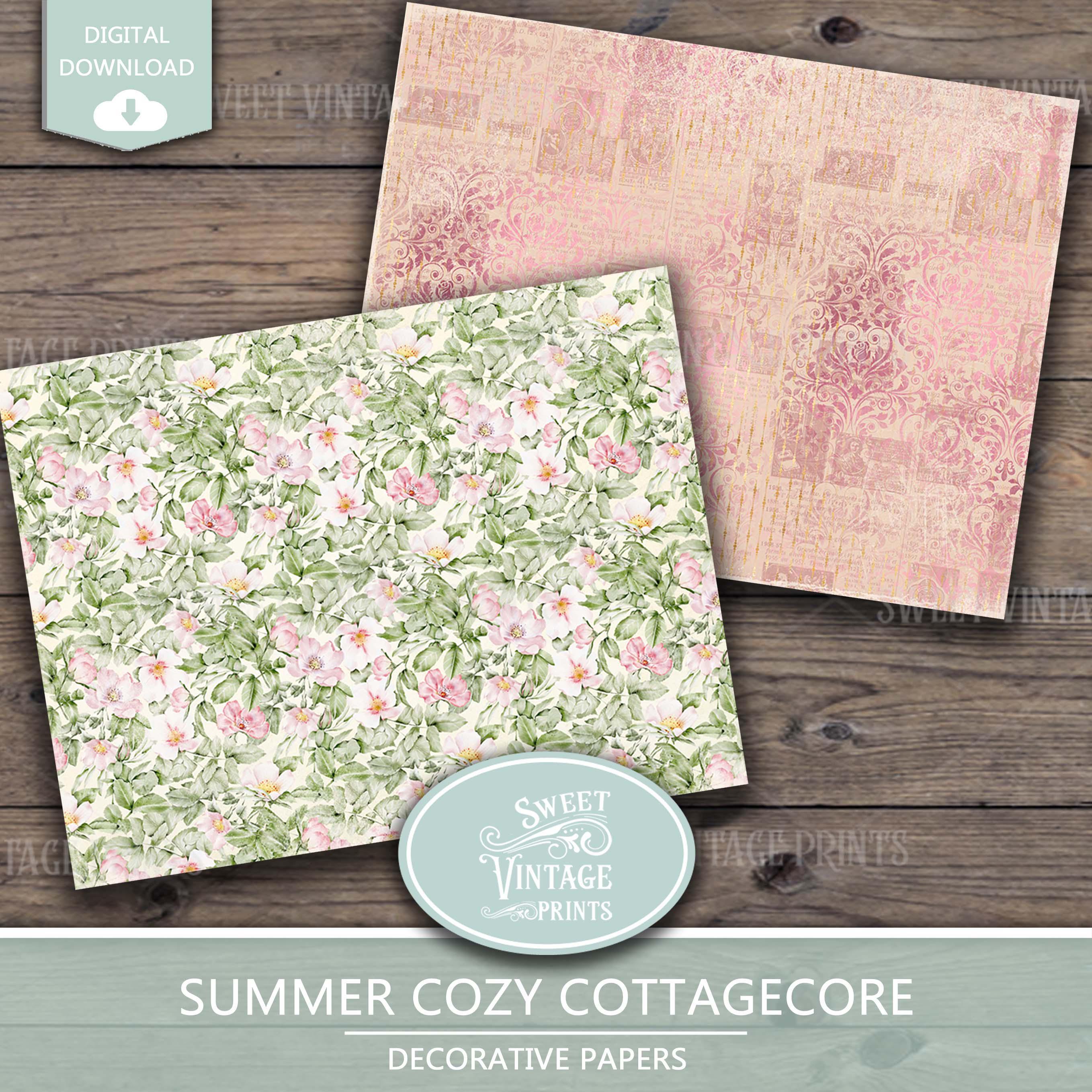 Summer Junk Journal Papers | Pink Florals Digital Paper Pack | Garden ...