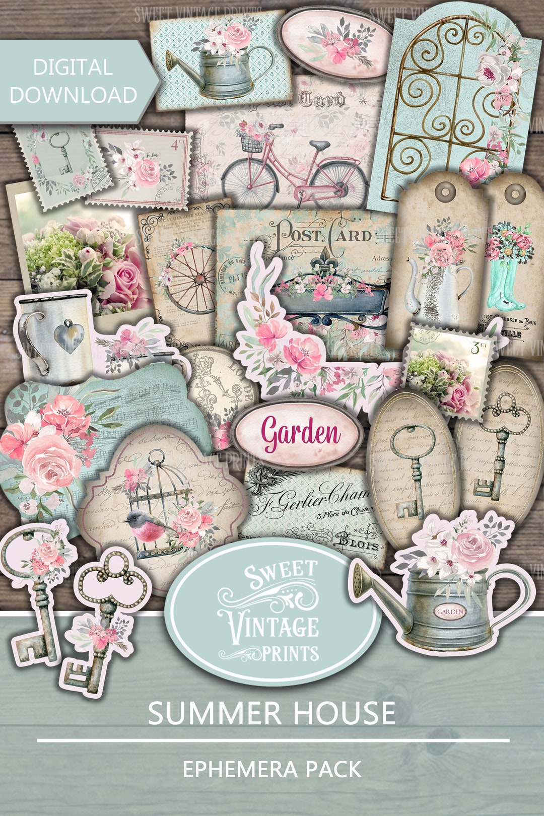 Summer House Ephemera Pack, Summer Junk Journal, Summer Garden Journal ...