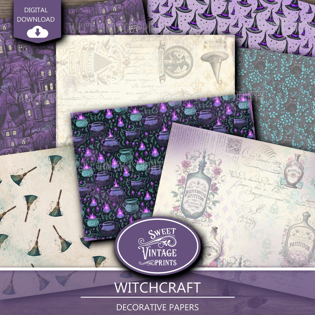 Witch Digital Paper Pack | Witchcraft Junk Journal | Halloween ...