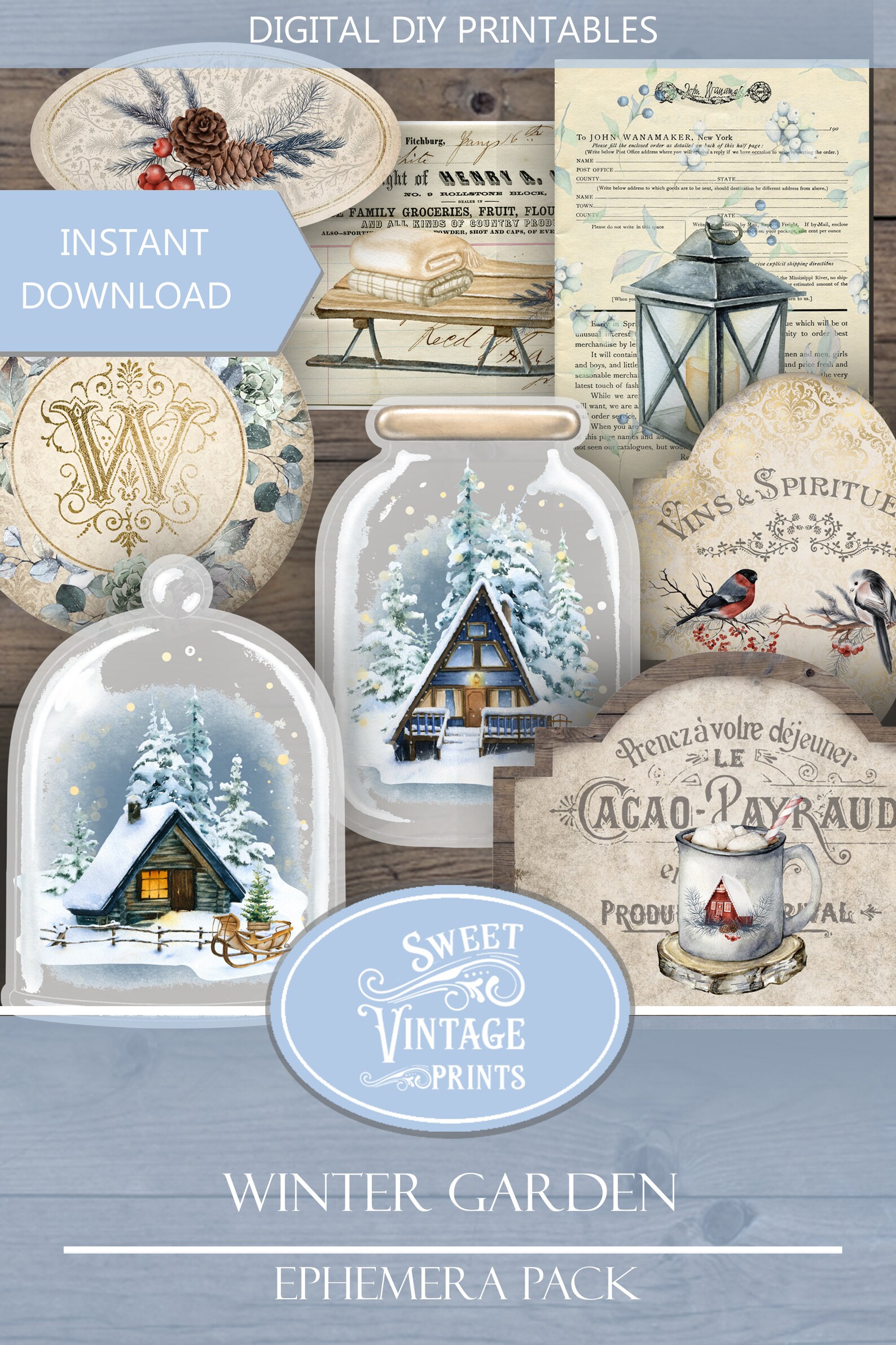 Winter Garden Ephemera Pack Winter Garden Junk Journal - Etsy