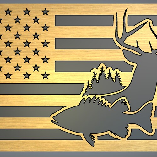 Deer and Fish Flag SVG - Etsy