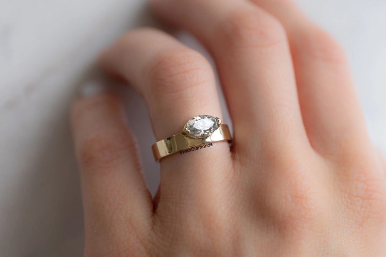 Solitaire Ring 14K Solid Yellow Gold V Shape Prong Ring - Etsy