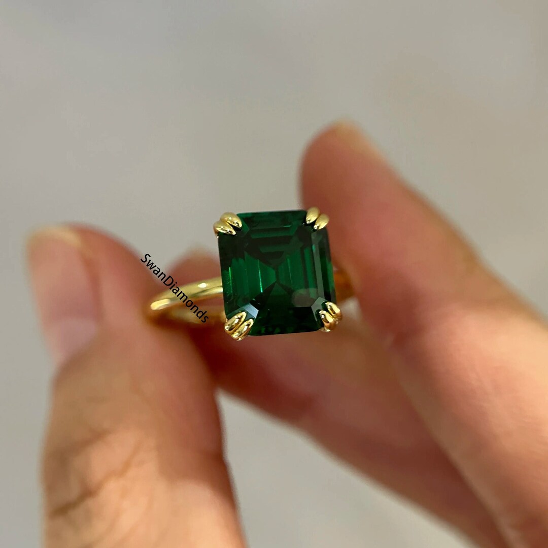 3.00ct Asscher Cut Emerald Ring Emerald Engagement Ring - Etsy