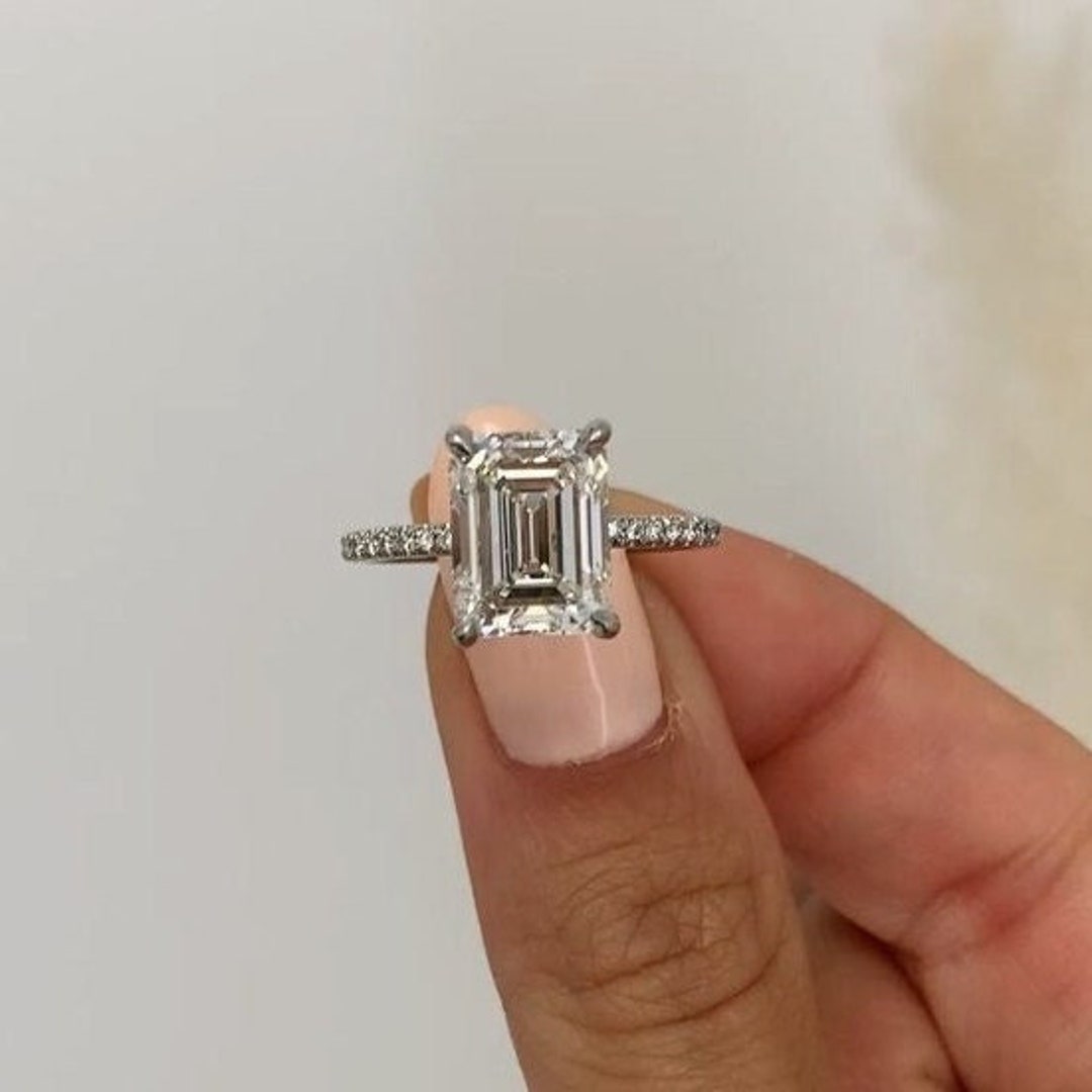 9x7 MM Classic Emerald Cut Diamond Ring Gorgeous Solitaire - Etsy