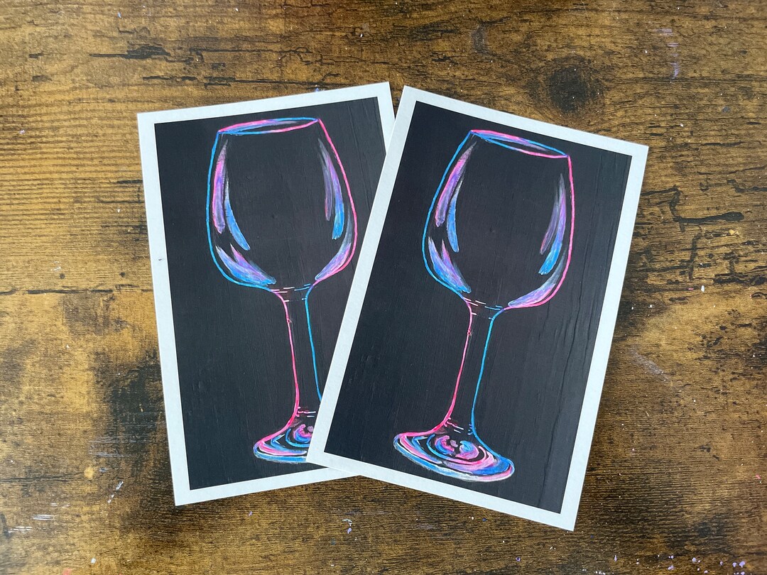 Neon Wine Glass Print 4x6 - Etsy