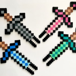 Minecraft Inspired Sword Cake Topper Diamond Blue Gray Pink Teal ...