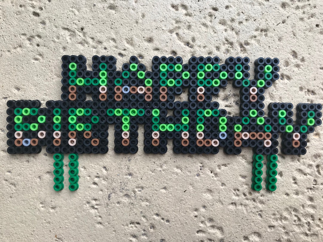 Happy Birthday Sign Mine Craft Inspired Cake Topper Cupcakes ...