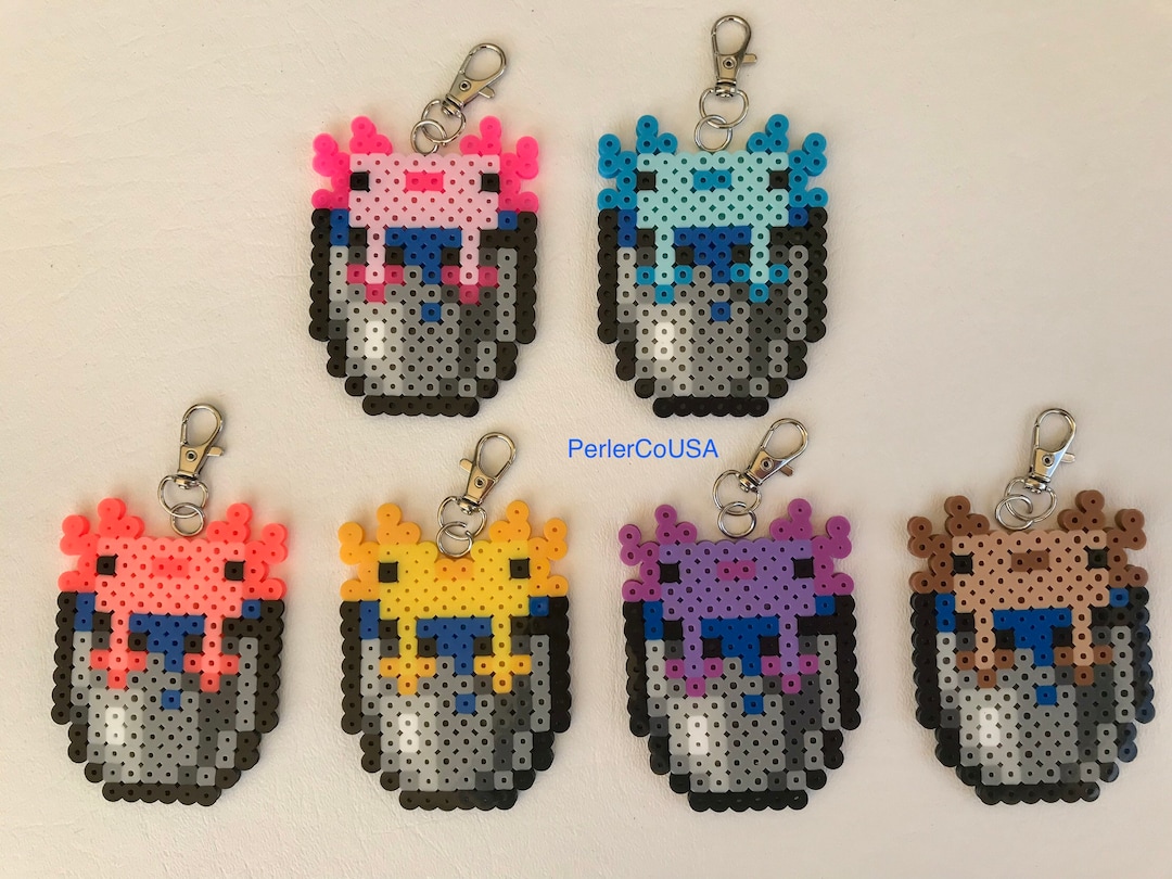 Mine Craft Axolotl in Bucket Cup Keychains Fridge Magnets Zipper Pulls ...