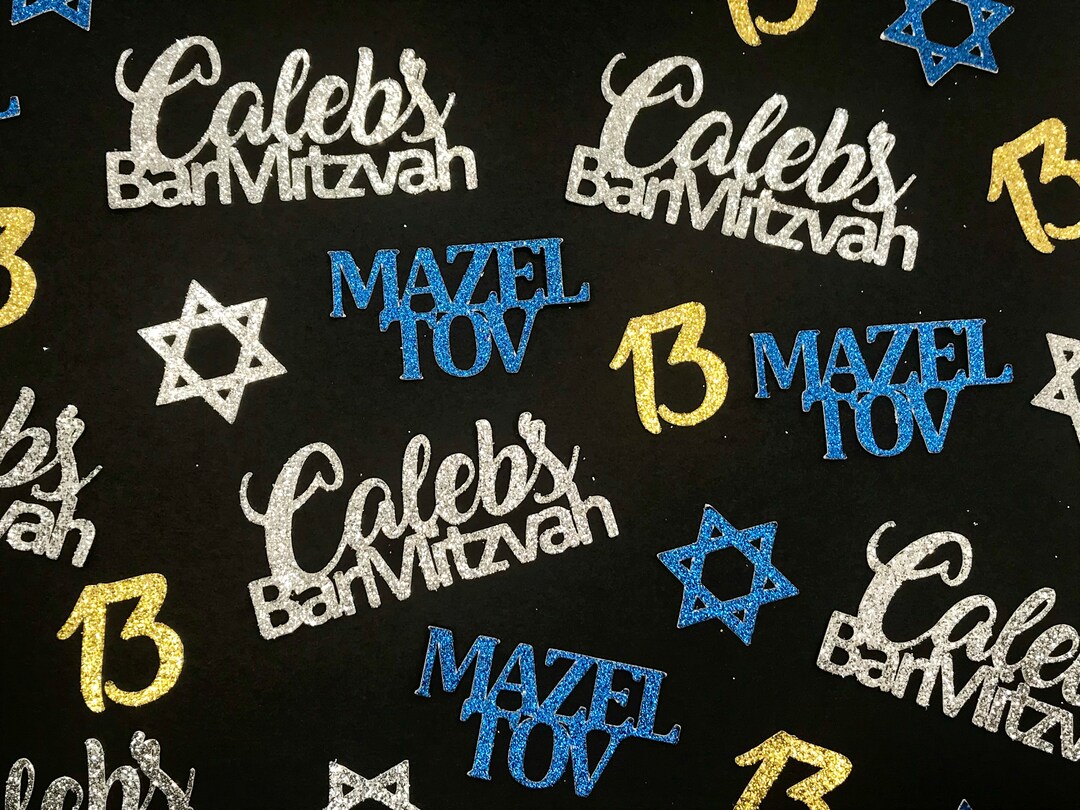 Personalized Bar/bat Mitzvah Confetti: Glitter Star of David, Mazel Tov ...