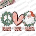 Retro Peace Love Santa Hippie Christmas Peace Sign Flower Sublimation ...