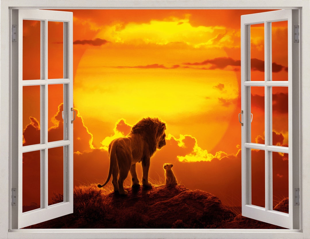 The Lion King Simba Movie 3D Wallpaper Decal Sunset Cute - Etsy