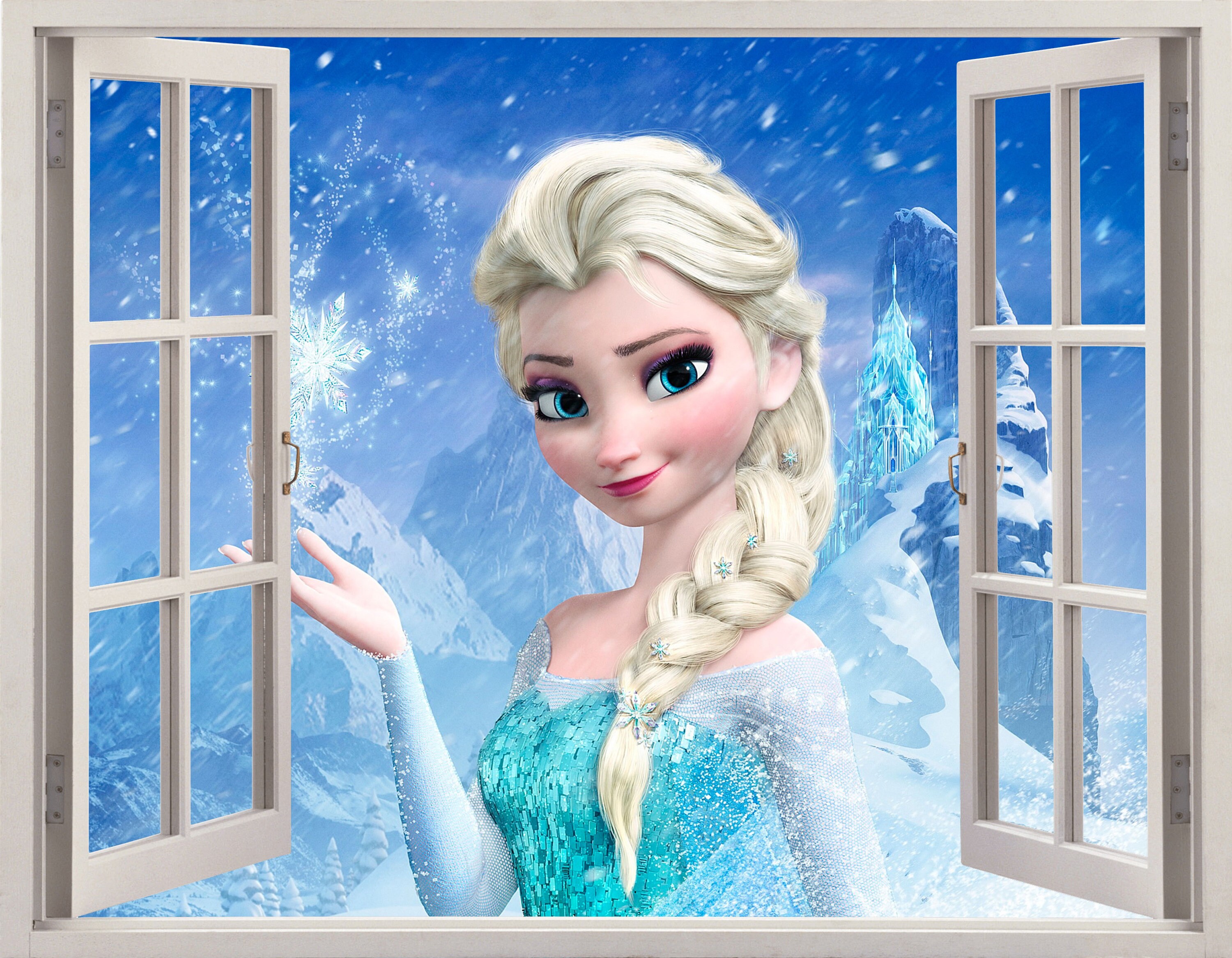 Frozen Elsa 3D Wallpaper Decal Disney Princess Window View - Etsy