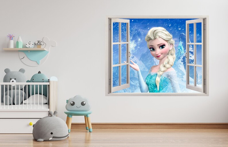 Frozen Elsa 3D Wallpaper Decal Disney Princess Window View - Etsy