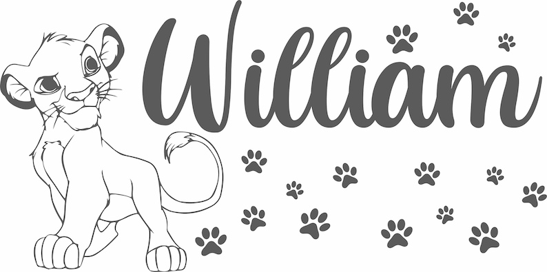 Personalized Name Wall Sticker Custom Vinyl Decal Simba the | Etsy