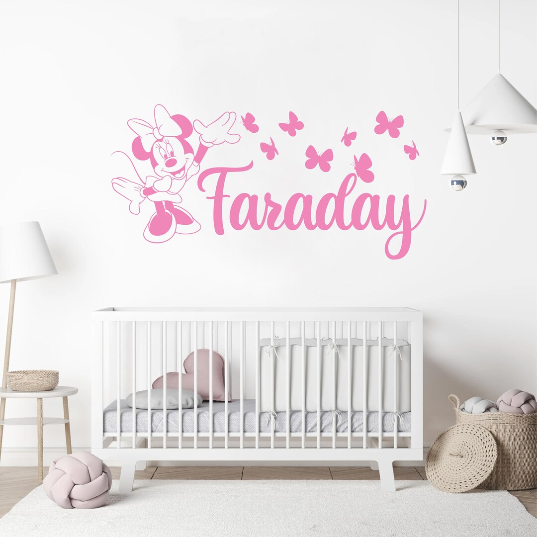 Personalized Name Wall Sticker Custom Vinyl Decal Minnie Mouse Disney ...