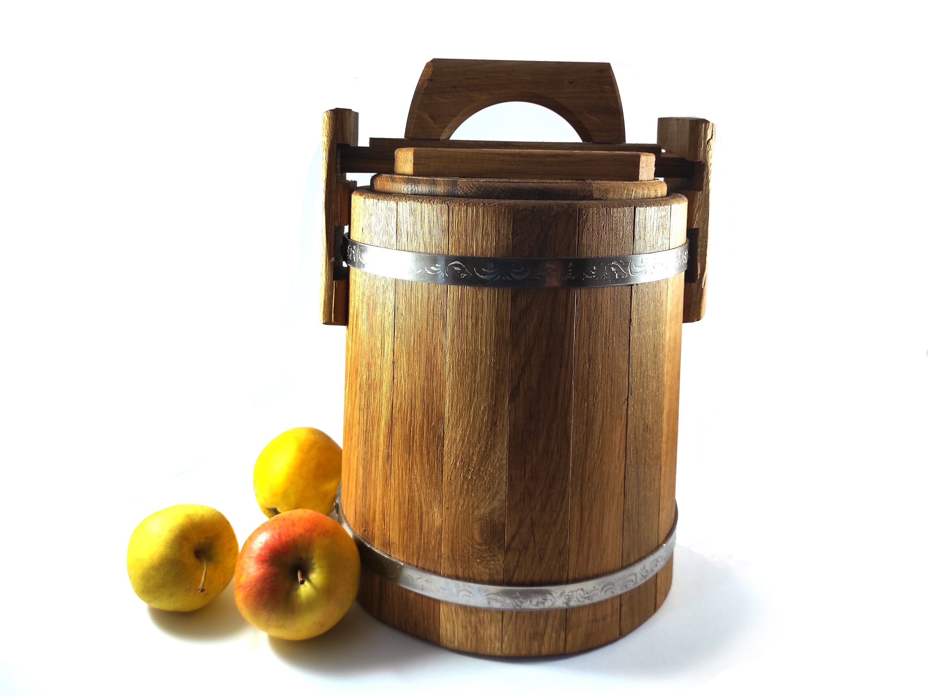 Oak Pickle Barrel 3L Wooden Bucket Solid Oak Barrel Lids - Etsy