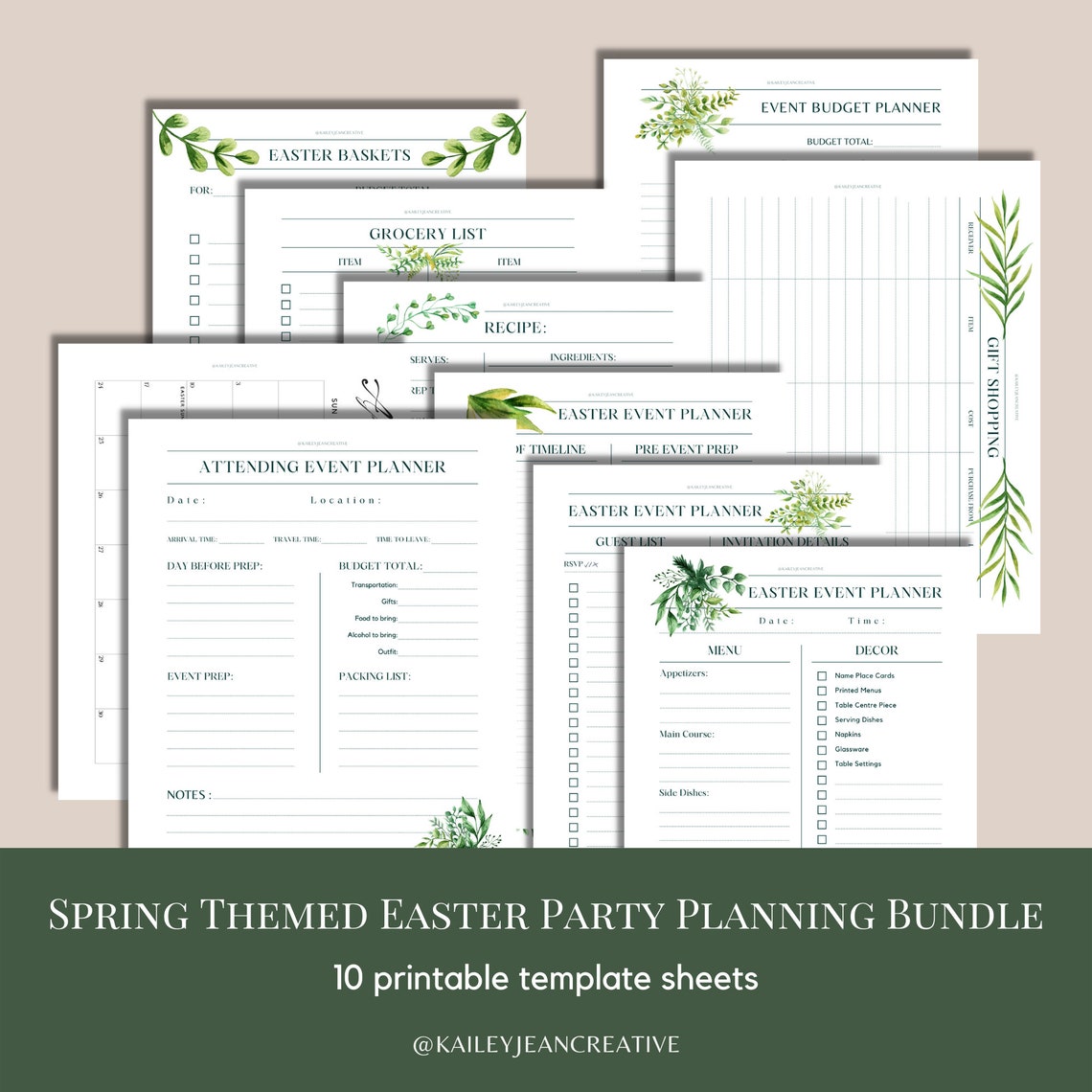 Easter Planner Printable BUNDLE, Printable Dinner Party Planner Kit ...