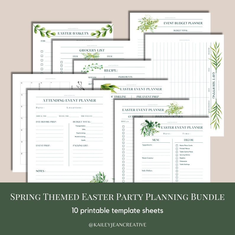 Easter Planner Printable BUNDLE, Printable Dinner Party Planner Kit ...