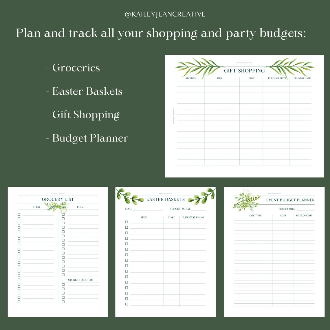 Easter Planner Printable BUNDLE, Printable Dinner Party Planner Kit ...