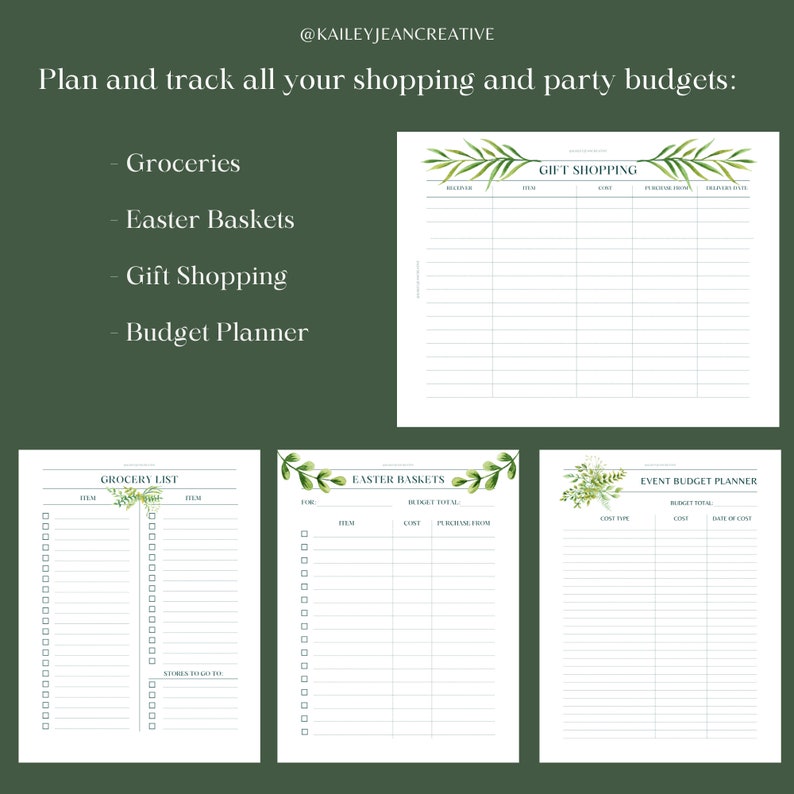 Easter Planner Printable BUNDLE, Printable Dinner Party Planner Kit ...