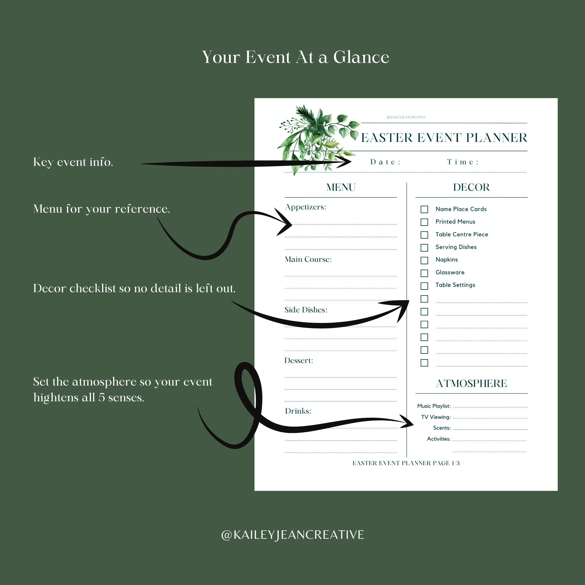 Easter Planner Printable BUNDLE, Printable Dinner Party Planner Kit ...