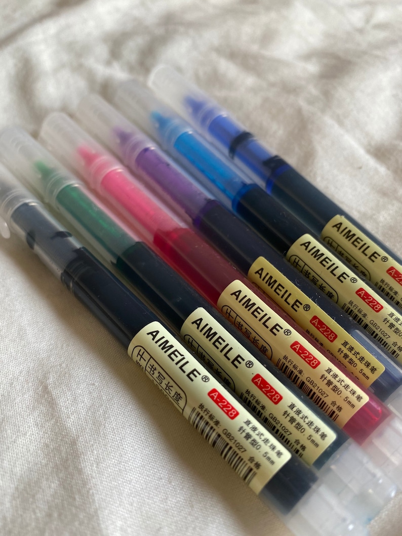 0.5mm Needle Tip Pens - MUJI Style - Ink Pens - Liquid Gel Pen ...