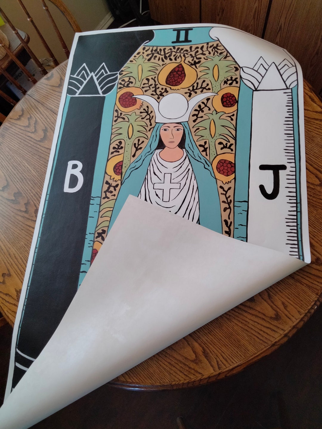 The High Priestess Hand-painted Mural XL Tarot Rider-waite Deck - Etsy