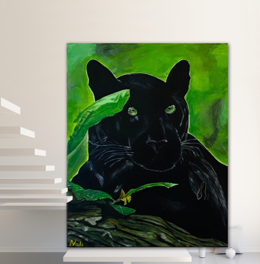 Original Painting of a Black Panther, 16x20 on Canvas Board - Etsy