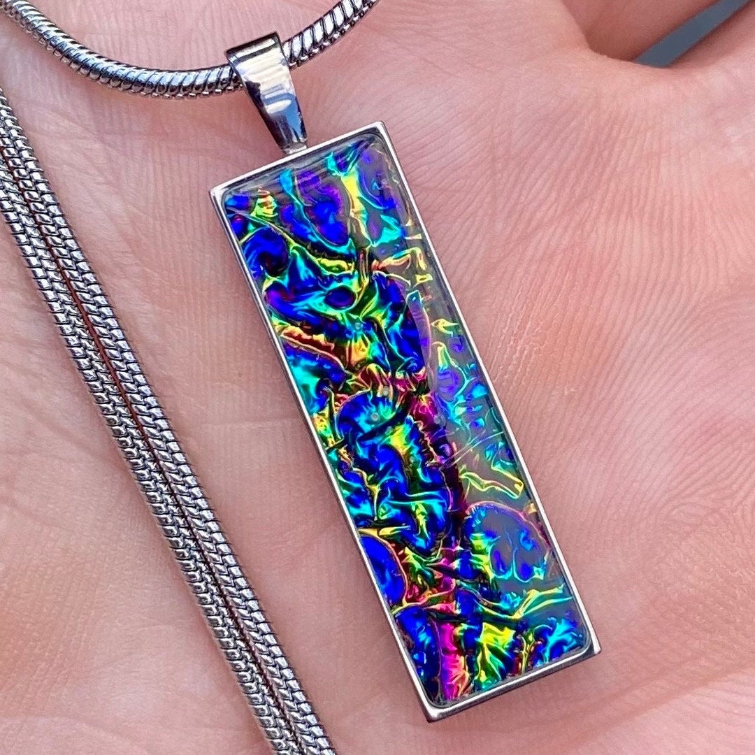 Titanium Pendant Necklace With Stainless Steel Chain Galaxy Burl Inlay ...
