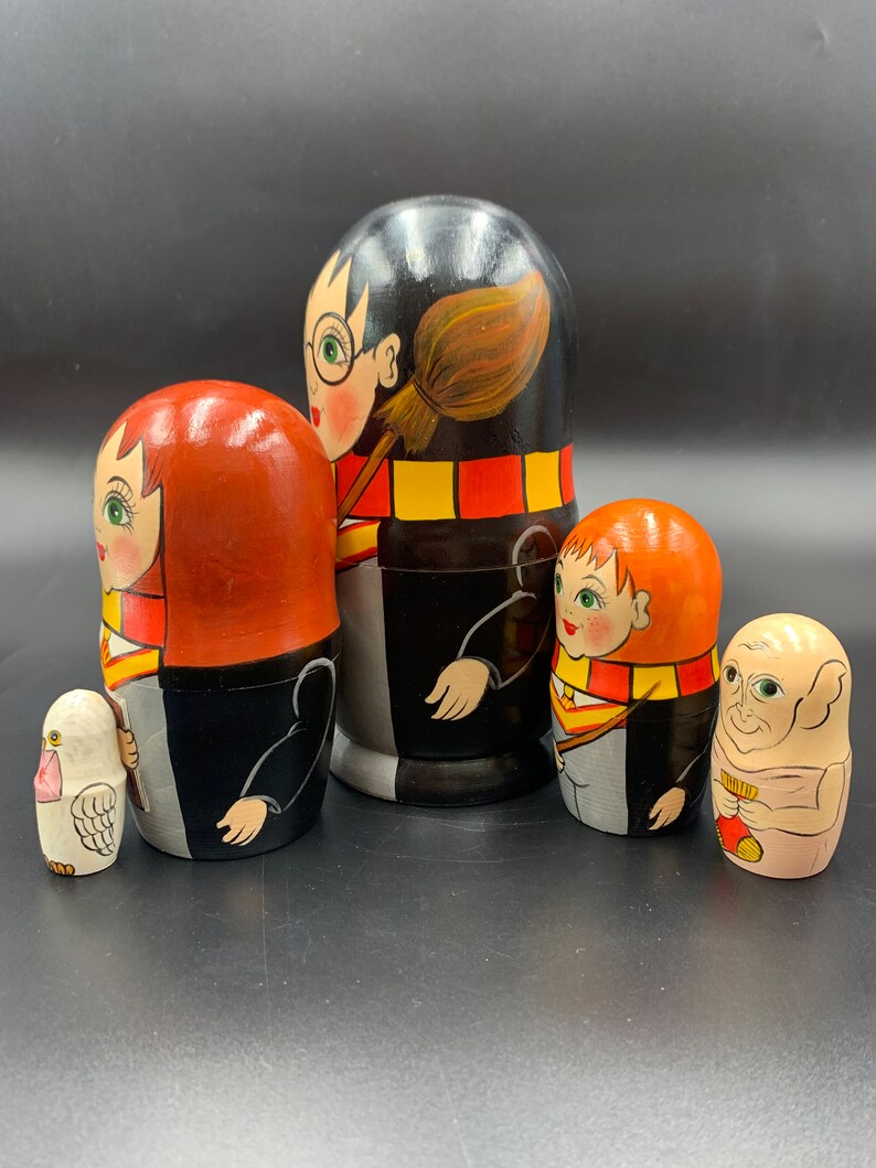 7" Height Wooden Cartoon Nesting Doll Decoration Home Decor Family ...