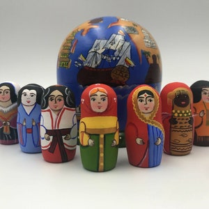 Earth Nesting Doll 3.9" (10 Cm) Height 9pieces Wooden Nesting Doll ...