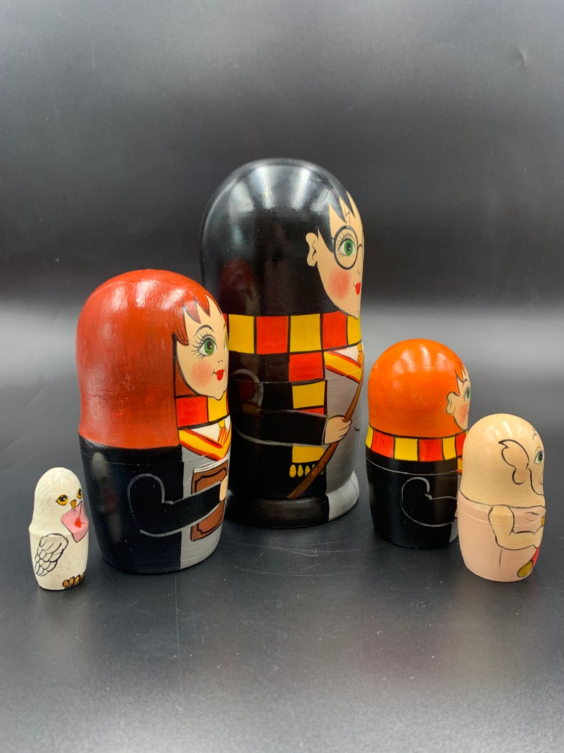 7" Height Wooden Cartoon Nesting Doll Decoration Home Decor Family ...