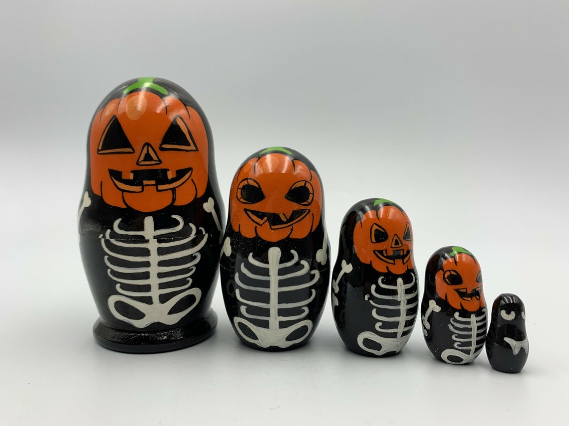 Halloween Nesting Doll 4.7 12 Cm Height Hand Painted - Etsy