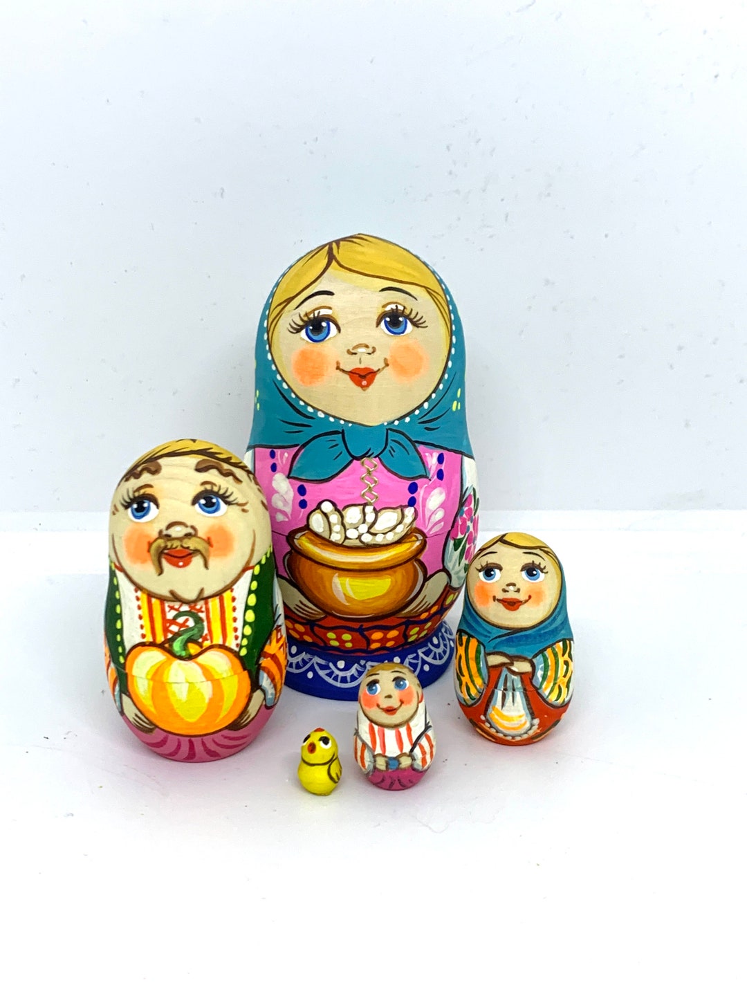 Nesting Ukrainian Village Family Doll 5 Pieces Nesting Doll Hand ...