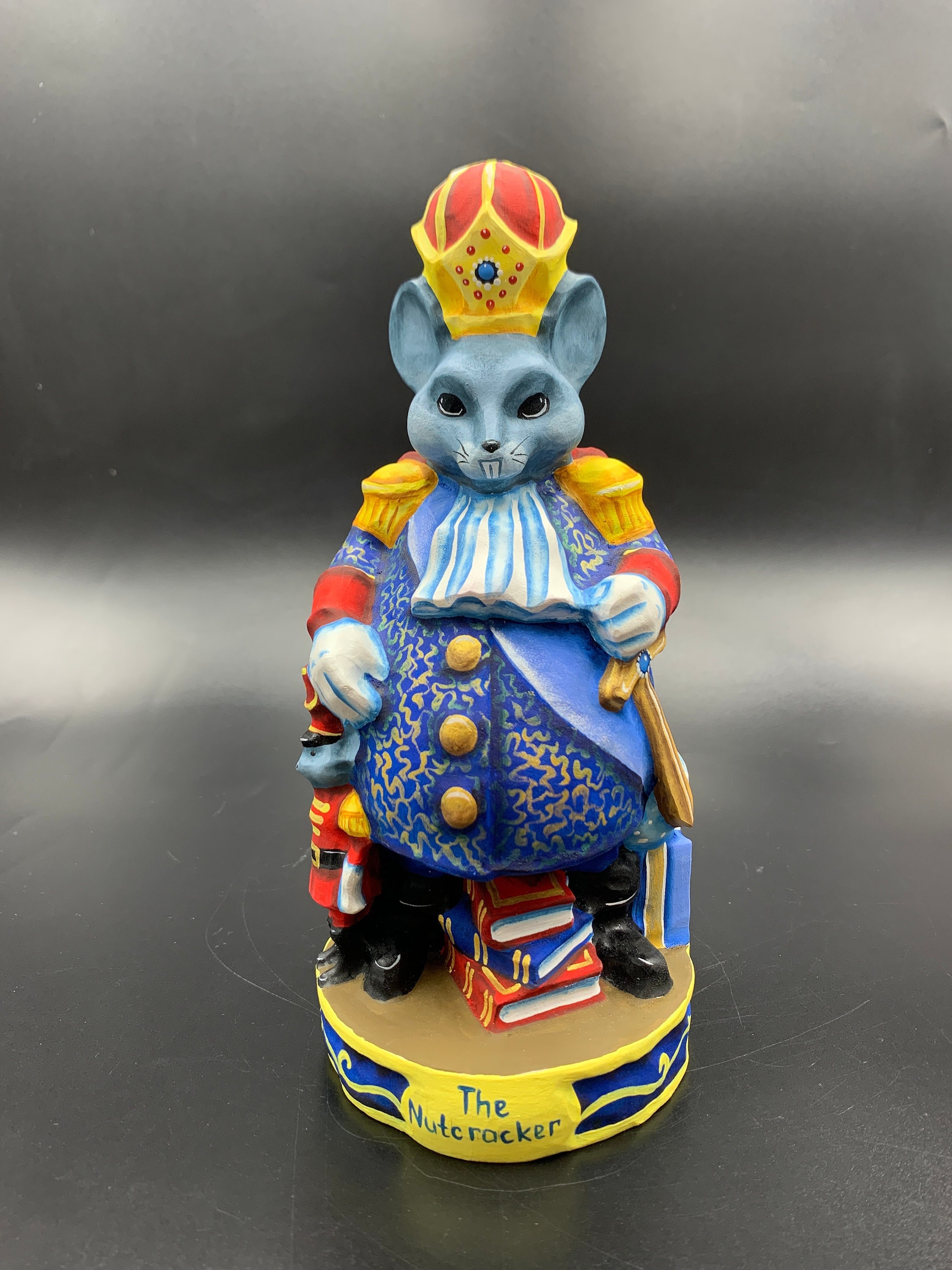 7.3"height Wooden Mouse King Figurine Hand Carved Painted Decoration ...