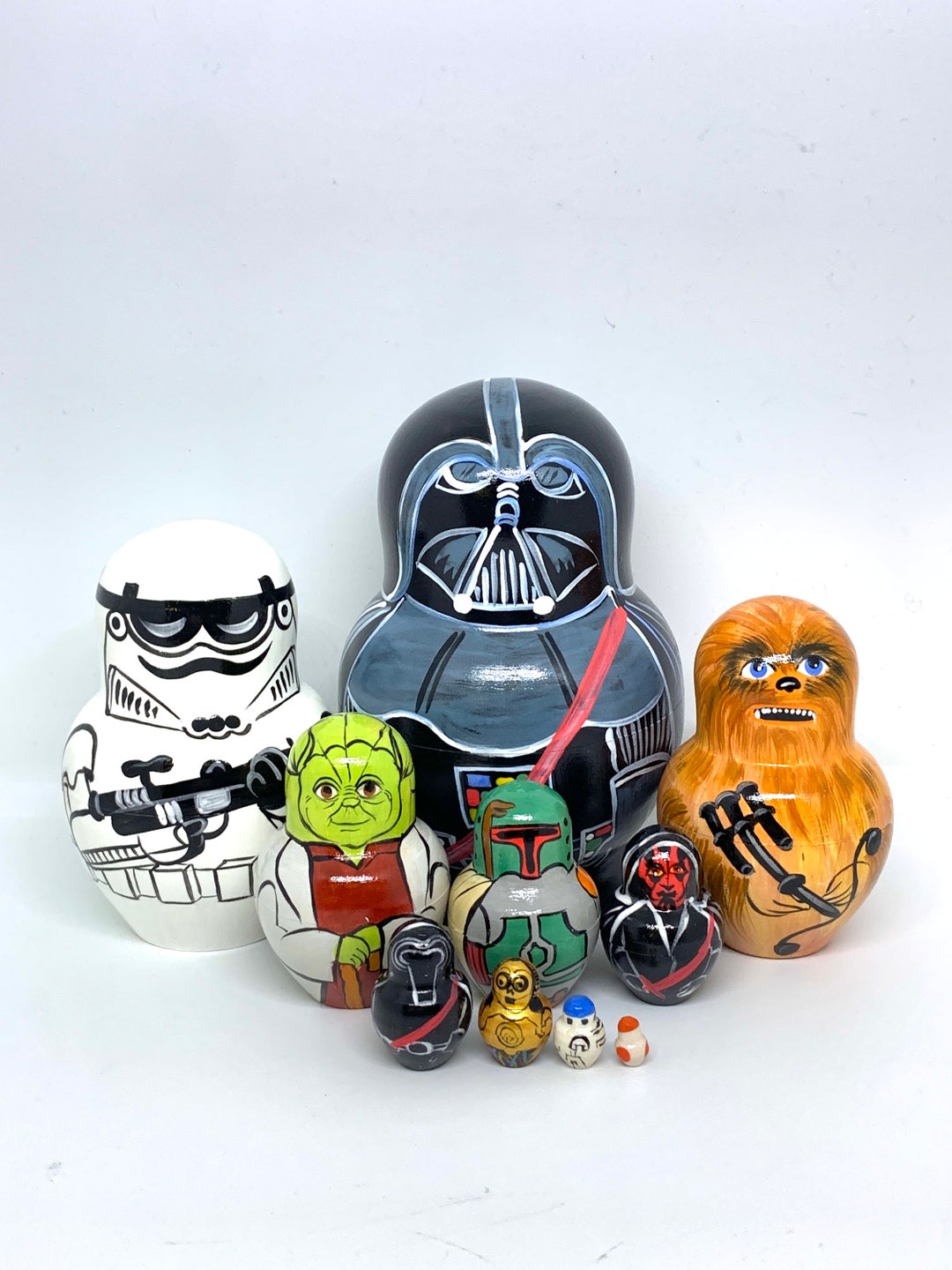 6 Wooden Cartoon Nesting Doll Decoration Home Decor Family Present ...