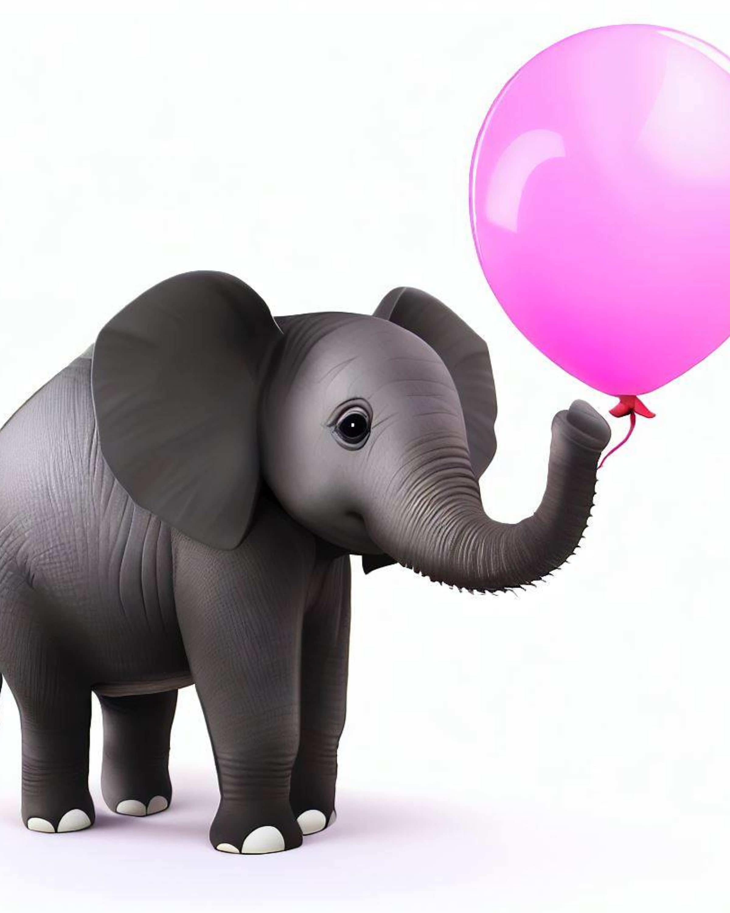 BABY ELEPHANT With Pink or Blue Balloon Perfect Wall Decor - Etsy