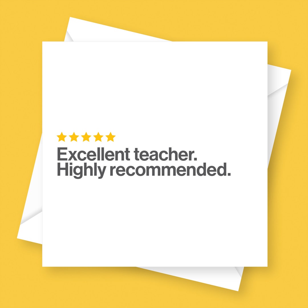 Teacher Review Card, Thank You, End of School Term Year - Etsy