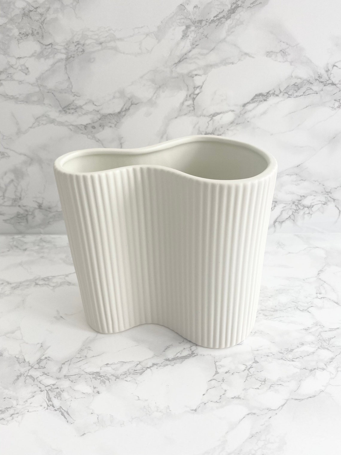 White Ribbed Vase | Textured Vase | Ripple Vase | Ridge Vase ...