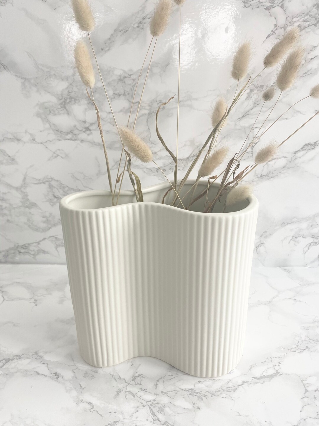 White Ribbed Vase | Textured Vase | Ripple Vase | Ridge Vase ...