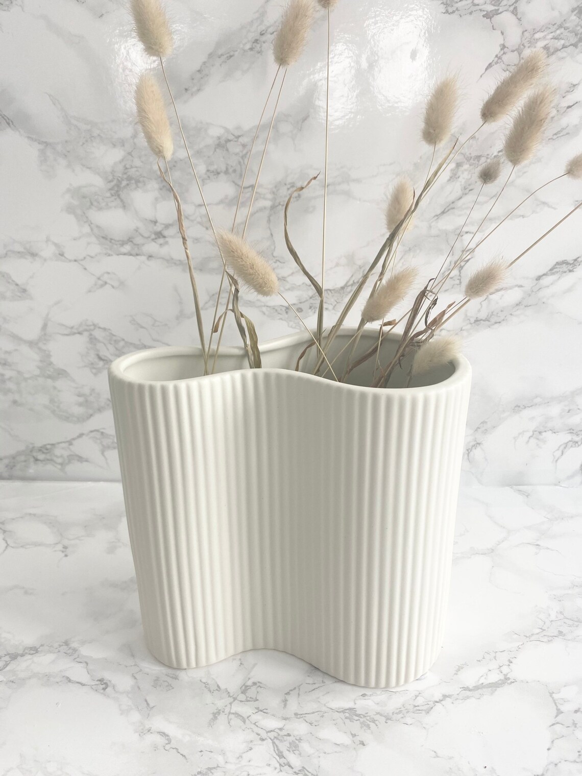 White Ribbed Vase | Textured Vase | Ripple Vase | Ridge Vase ...