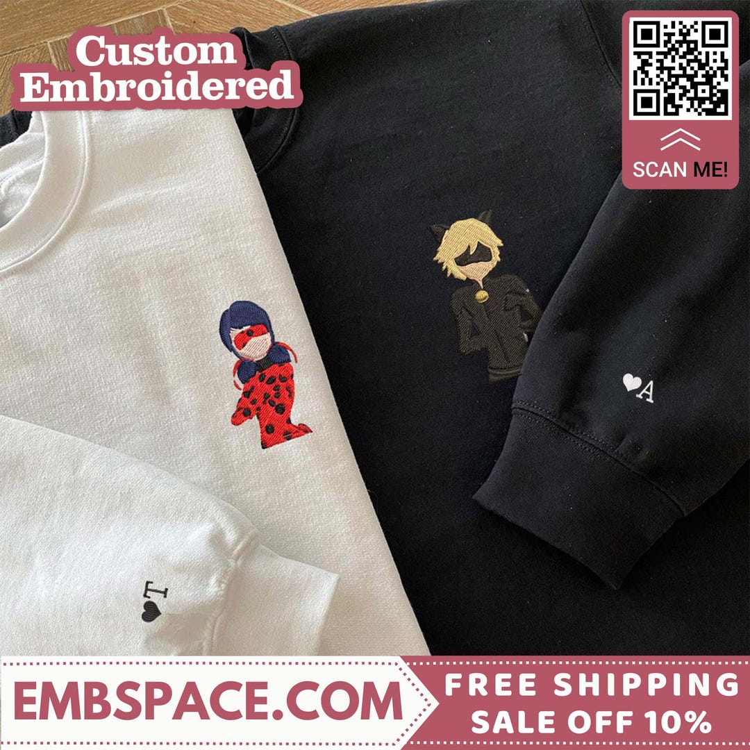 Ladybug Cartoon Embroidery Shirt, Custom Matching Couples Embroidery ...