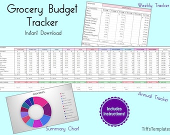 Grocery Shopping Budget List Excel Spreadsheet Template works W/ Sheets ...