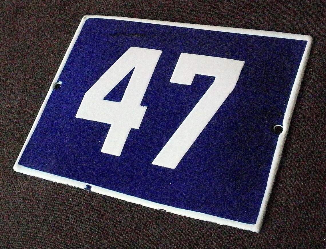 Vintage Enamel Sign Number 47 Door Street Authentic Porcelain | Etsy