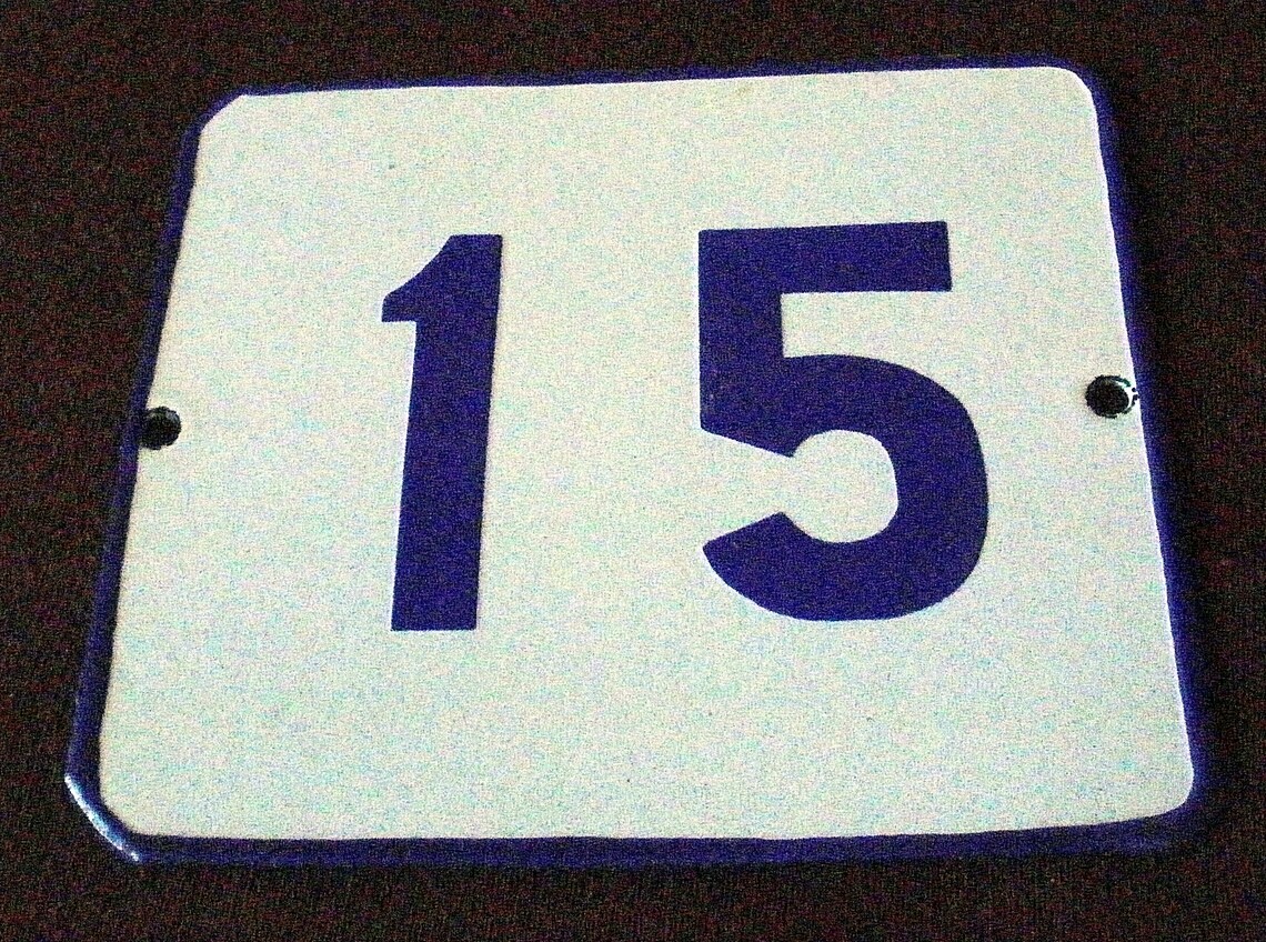 Vintage Enamel Sign Number 15 Door Street Authentic Porcelain | Etsy