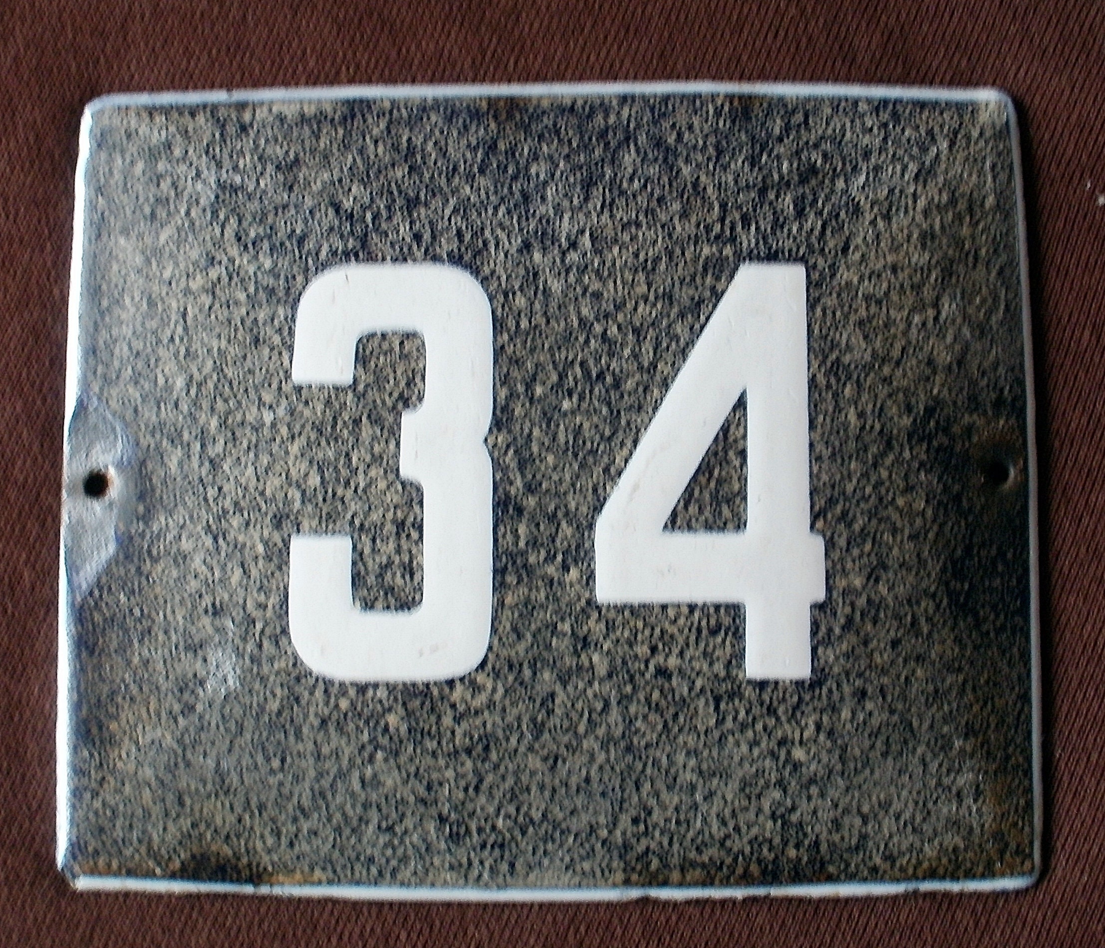 Vintage Enamel Sign Number 34 Door Street Authentic Porcelain | Etsy