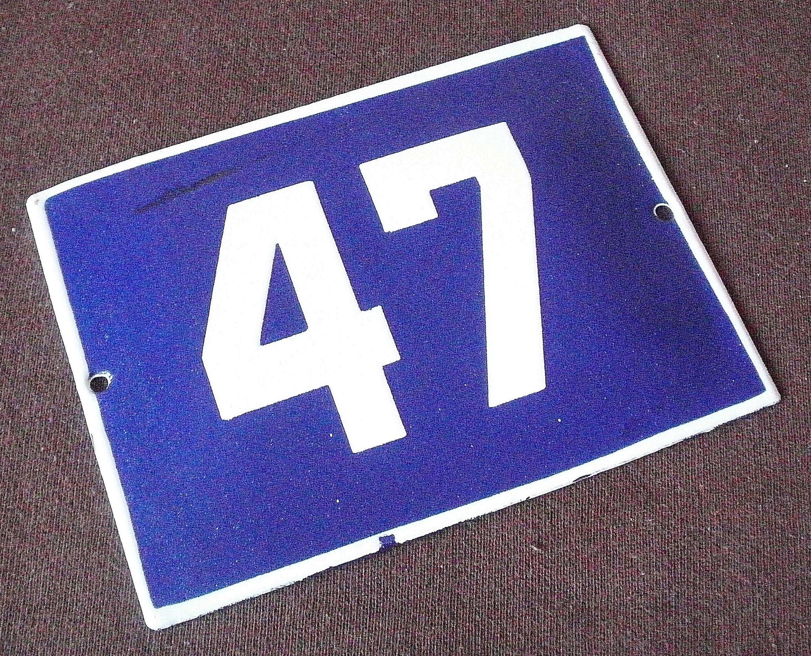 Vintage Enamel Sign Number 47 Door Street Authentic Porcelain | Etsy