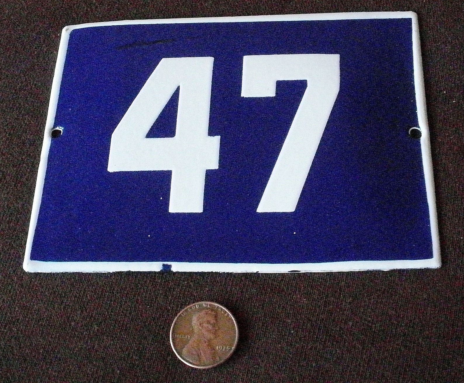 Vintage Enamel Sign Number 47 Door Street Authentic Porcelain | Etsy