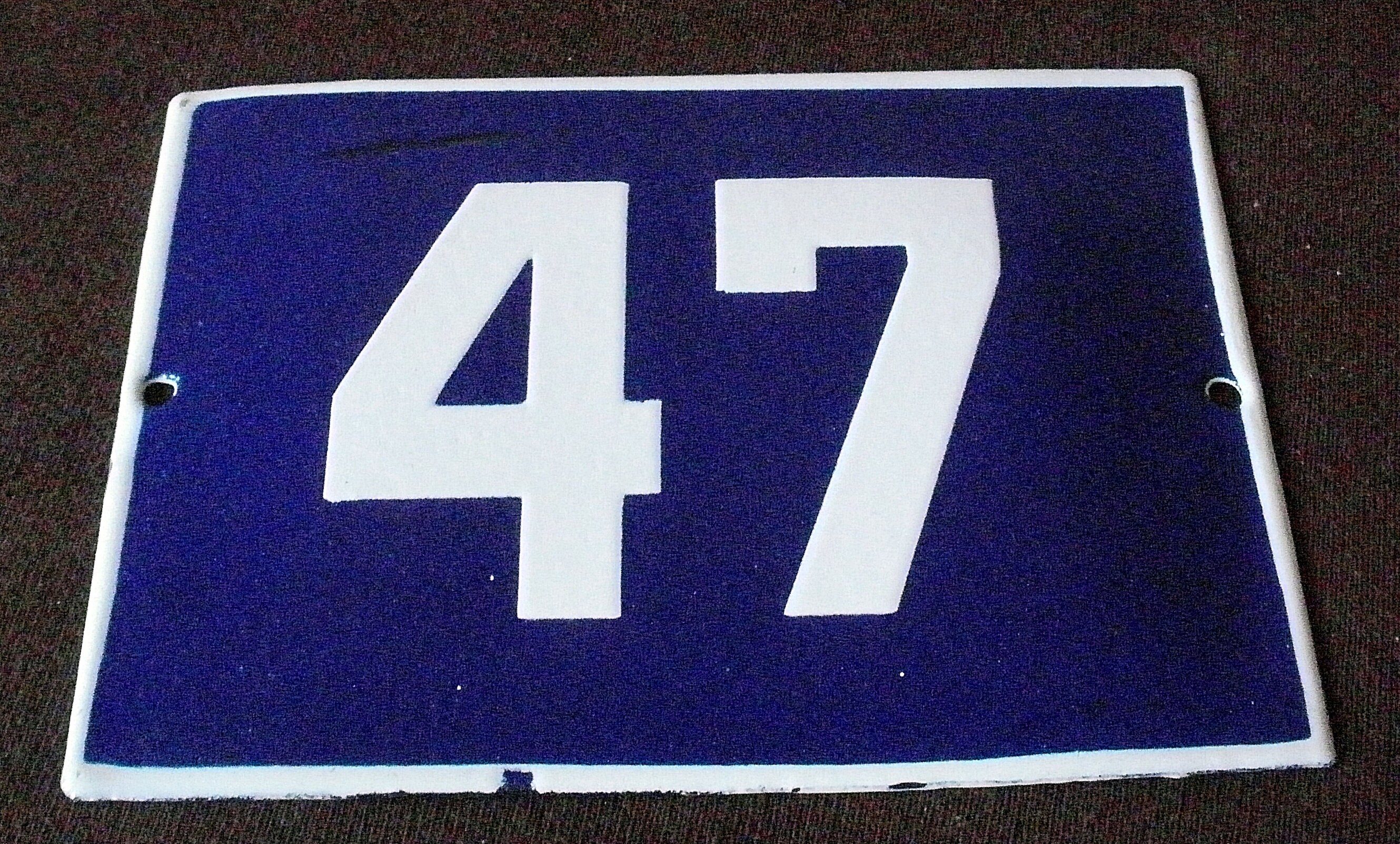 Vintage Enamel Sign Number 47 Door Street Authentic Porcelain | Etsy